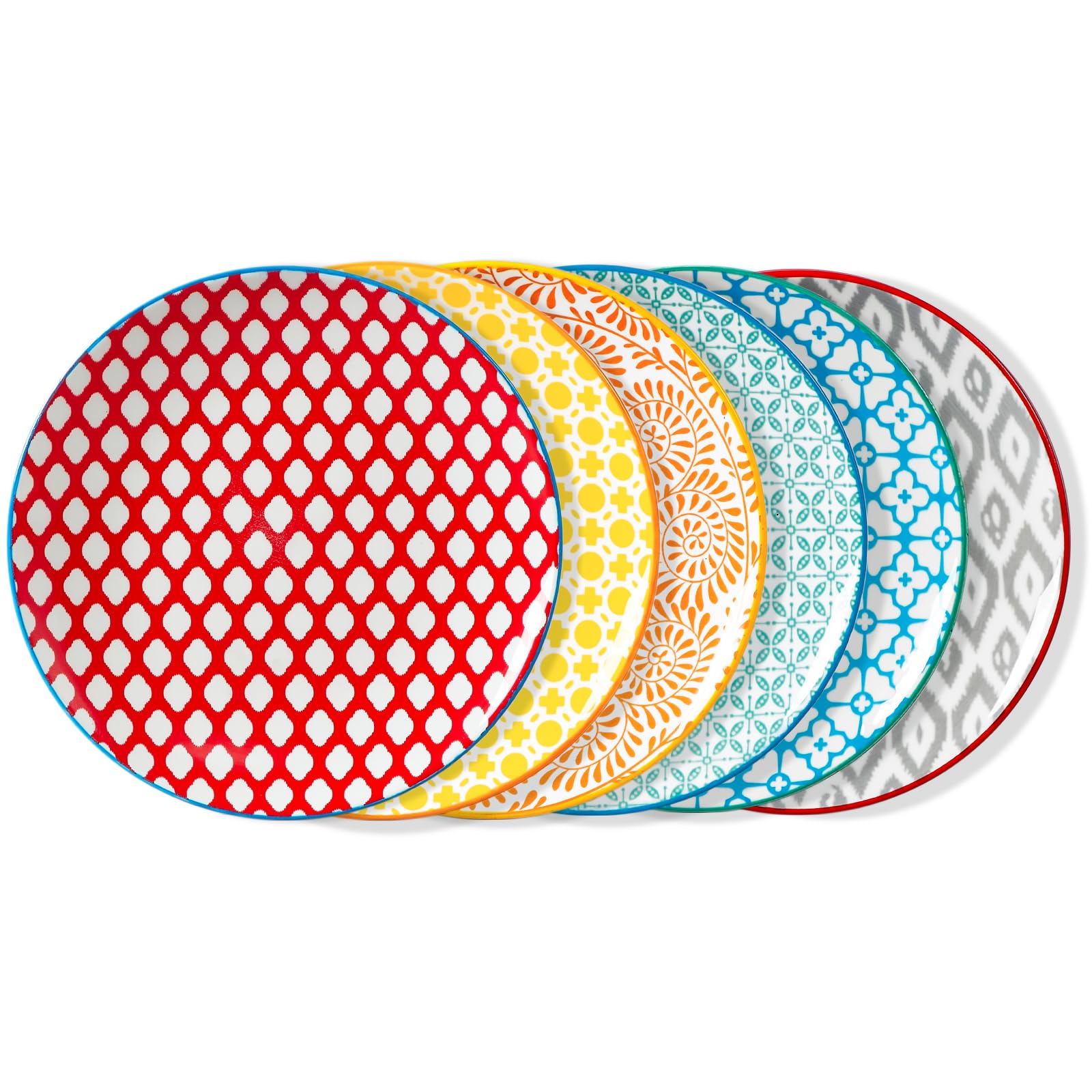 Amazon.com | ONEMORE Dinner Plates Set of 6, 8.5 inch Porcelain Pasta ...