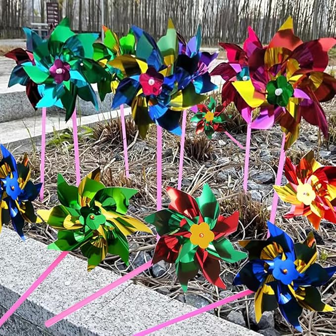 Amazon.com: MTOMDY 200 Pcs Plastic Rainbow Pinwheels for Kids, Wind ...
