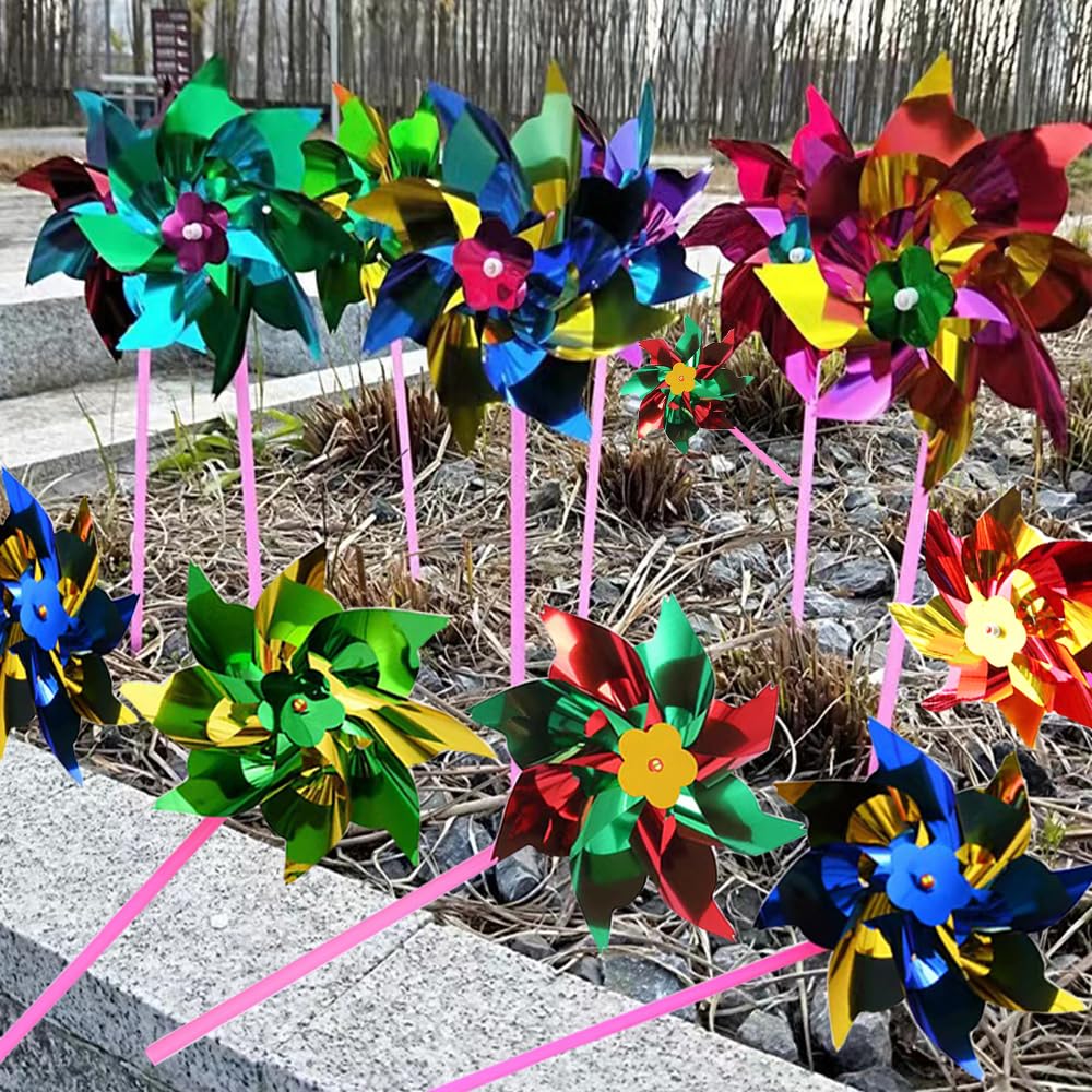 Amazon.com: MTOMDY 100 Pcs Plastic Rainbow Pinwheels, Wind Spinners Pin ...