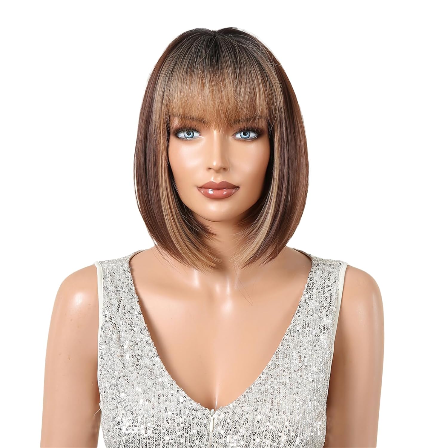 Amazon.com : Prreey Bob Wig Human Hair Women Straight Short Blonde Wig ...