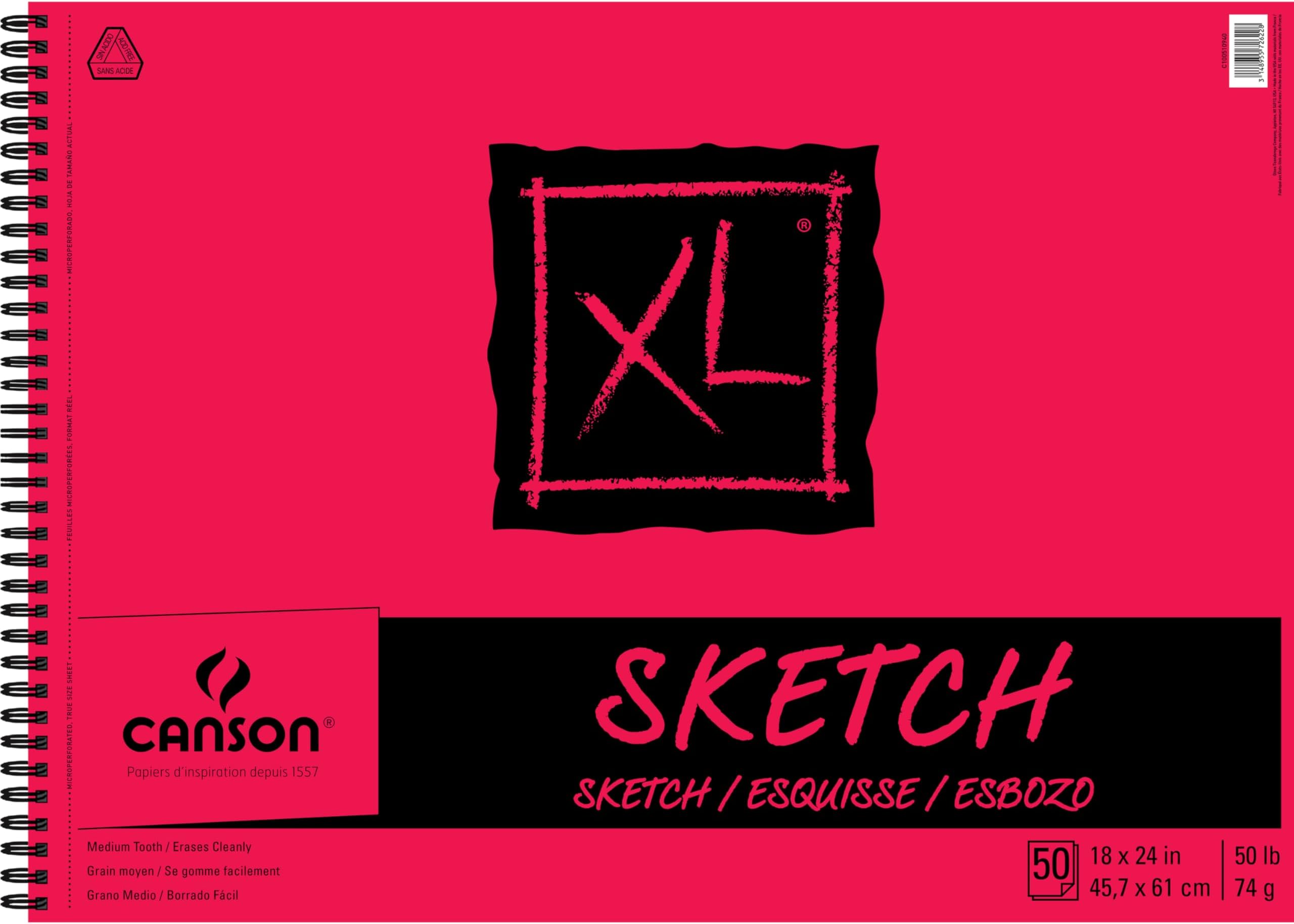 Canson XL Series Paper Sketch Pad for Charcoal, Pencil and Pastel, Side ...