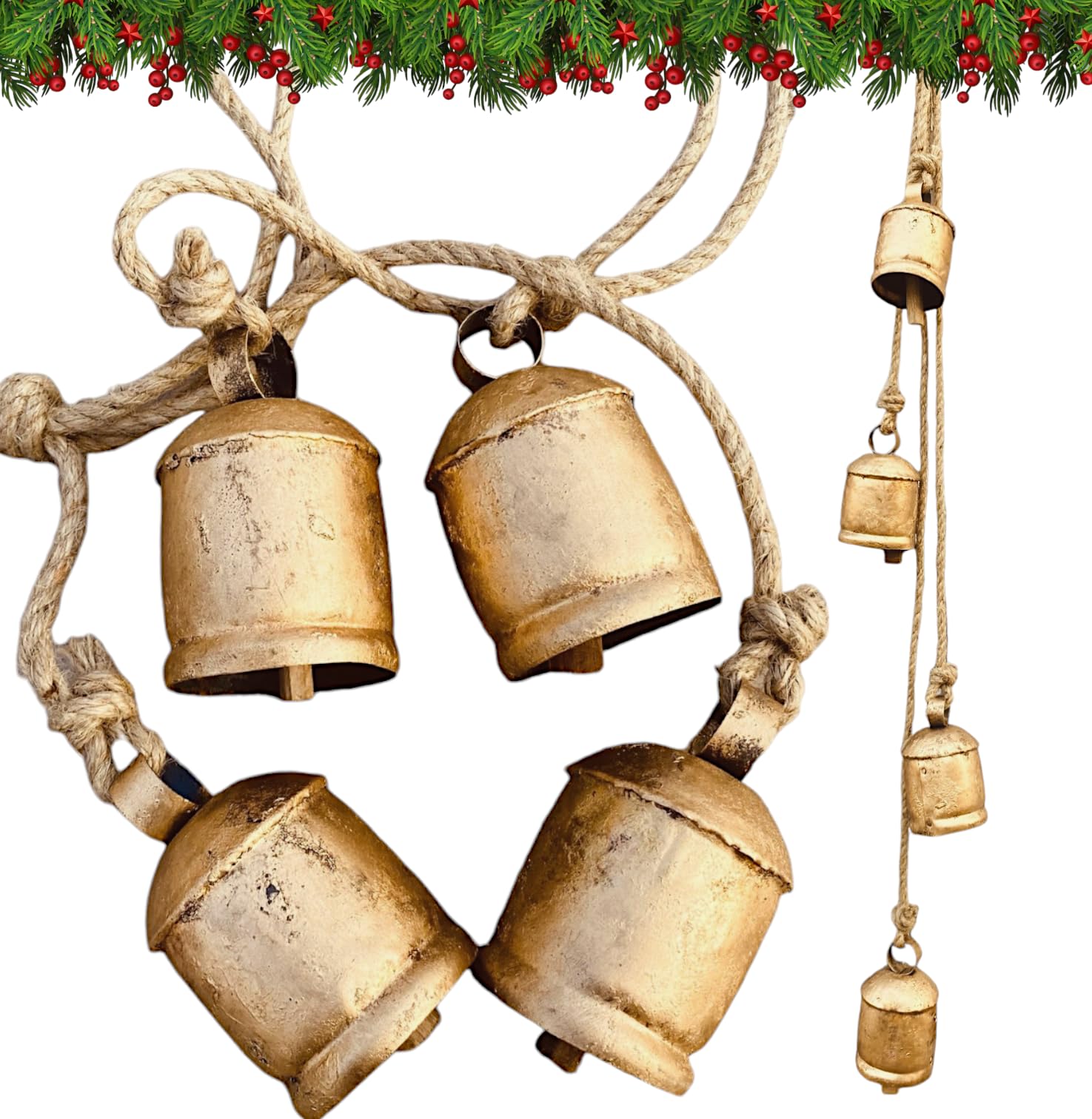 Amazon.com: Shabby Chic Bells Rustic Hanging Jingle Christmas Tree ...