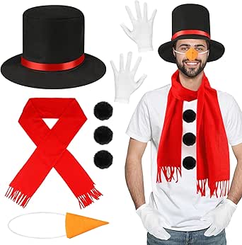 Amazon.com: 7-Piece Snowman Costume - Adult & Kids Winter Fancy Dress ...