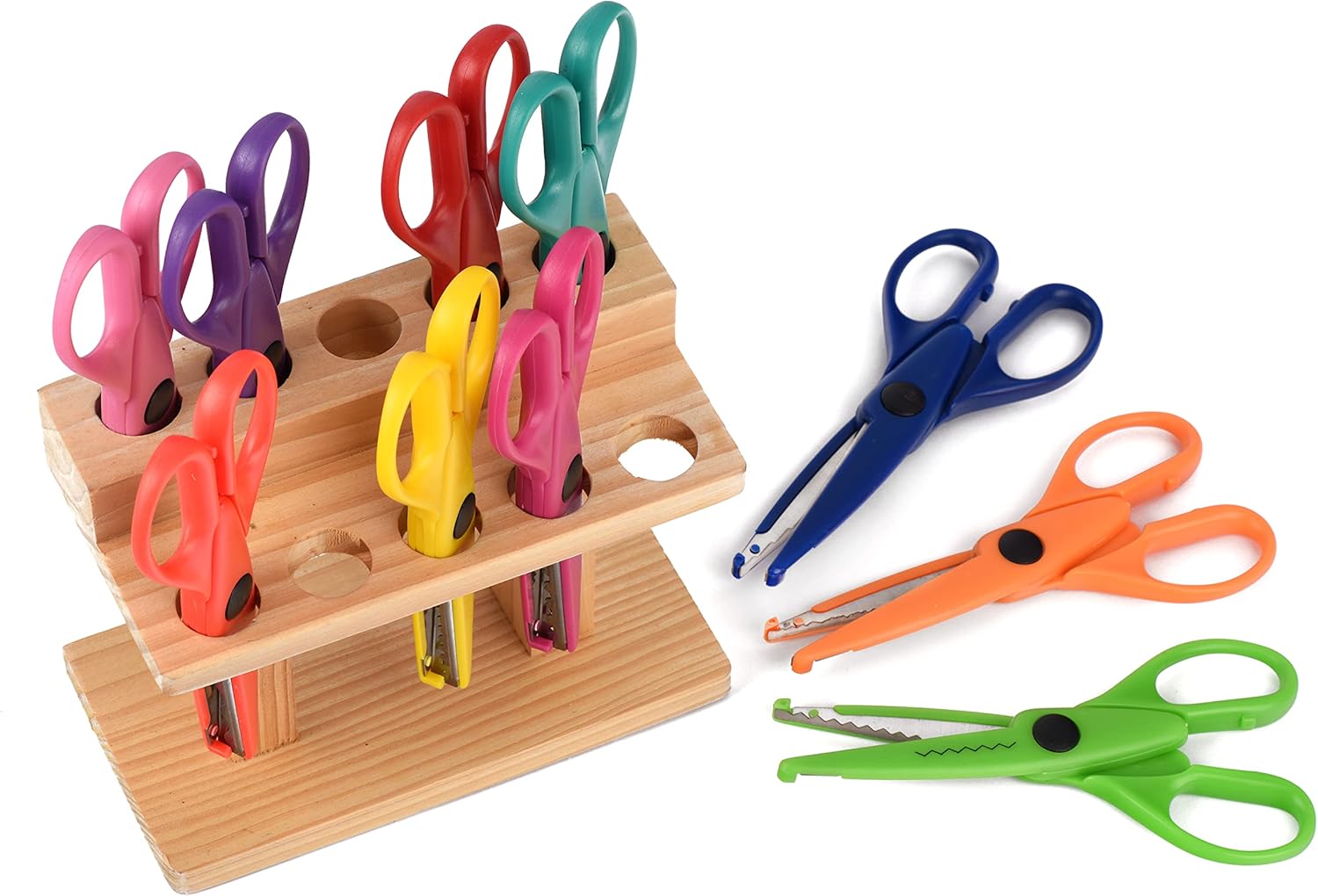 Jumbo DIY Craft Scissors Set In a Wooden Stand, with 10 Different ...