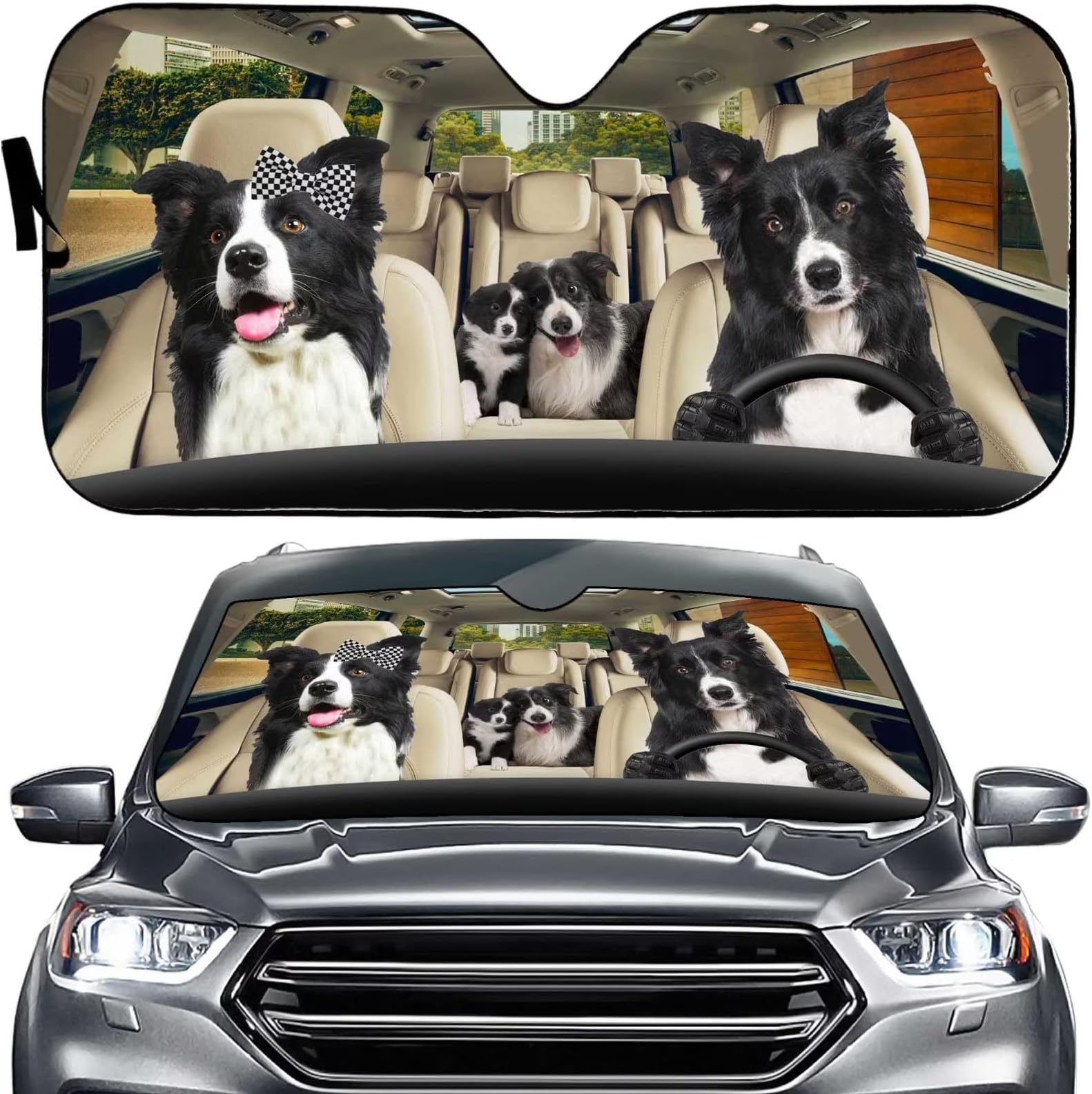 Amazon.com: Border Collie Dogs Auto Sun Shade Car Windshield Window ...