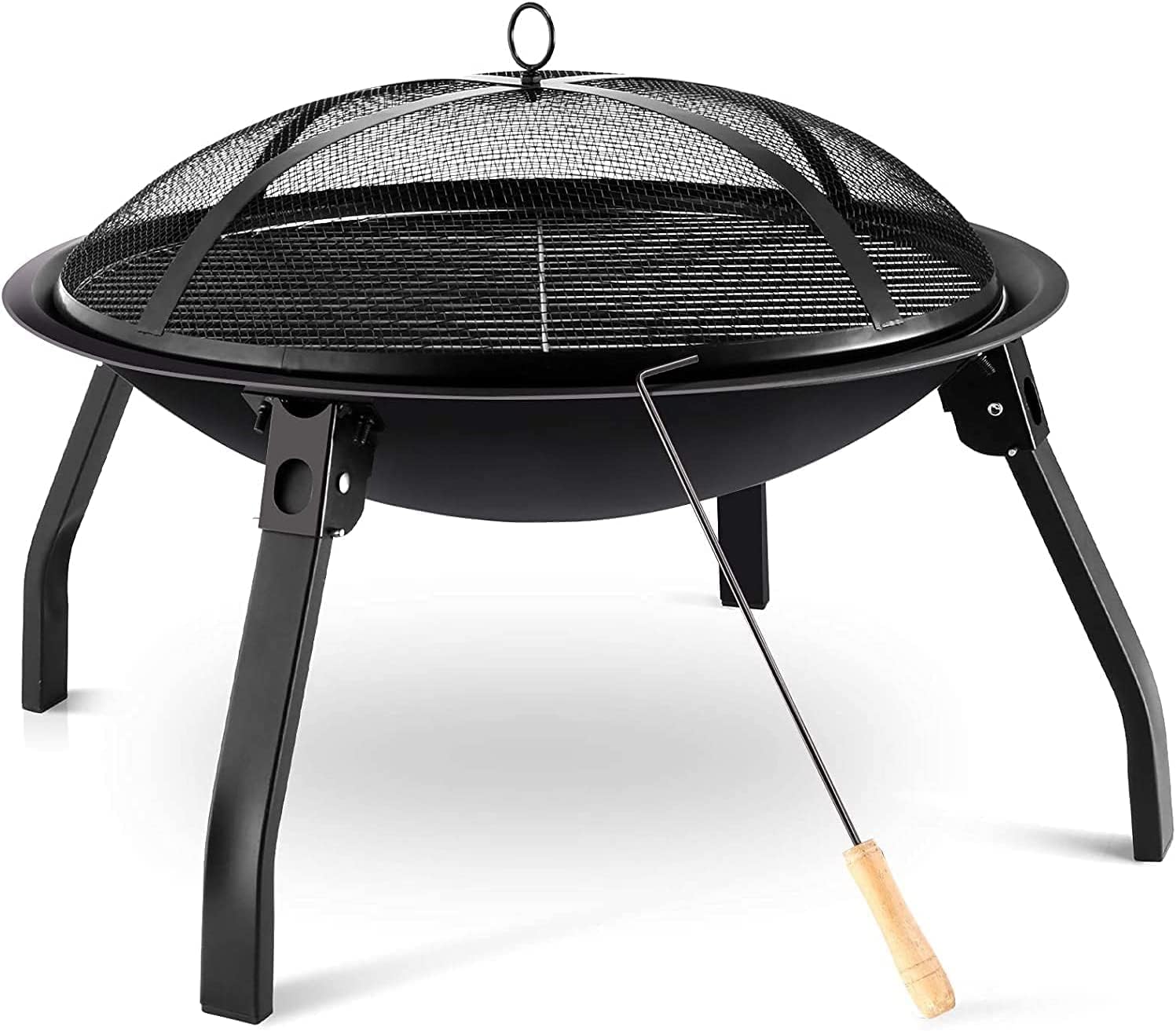 Portable Fire Pit，55CM Outdoor Fire Pits Steel Folding Fire Bowl with ...