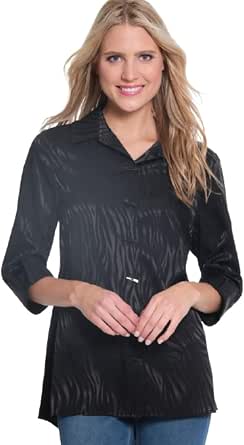 MULTIPLES Women's Turn-up Cuff Three Quarters Sleeves Button Front High ...