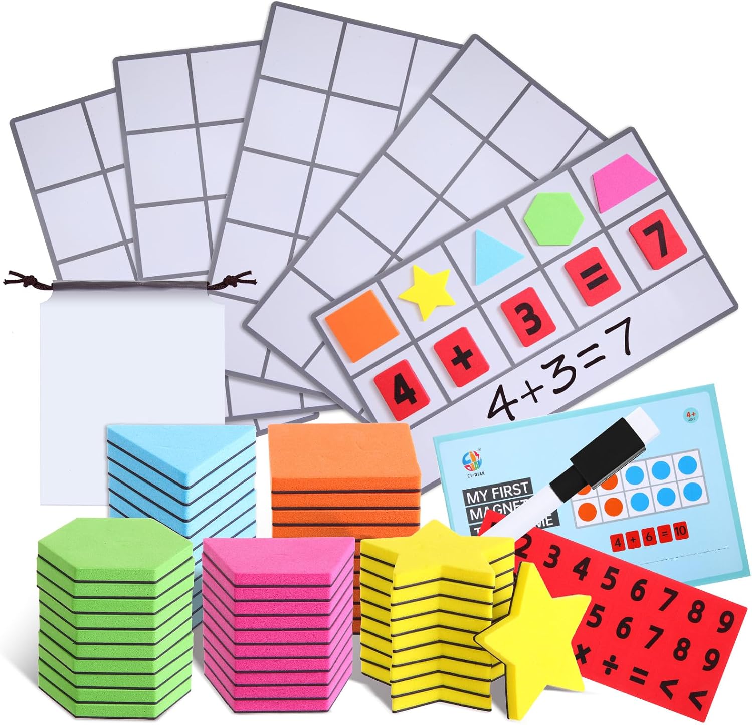 Amazon.com: Thyle 85 Pcs Magnetic Ten Frame Set First Day of School ...