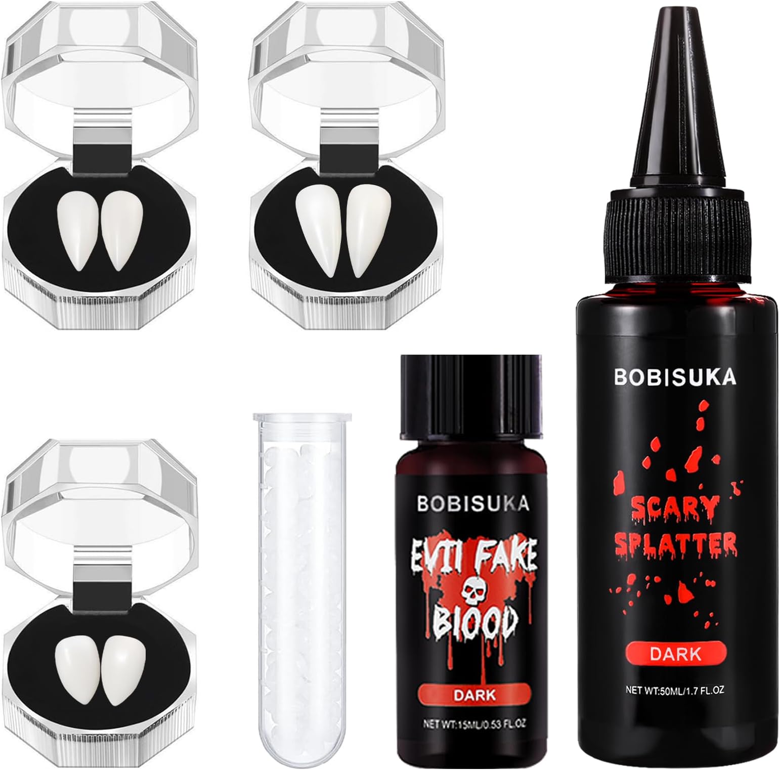 Amazon.com: BOBISUKA Halloween Vampire Teeth Fake Blood Makeup Kit ...