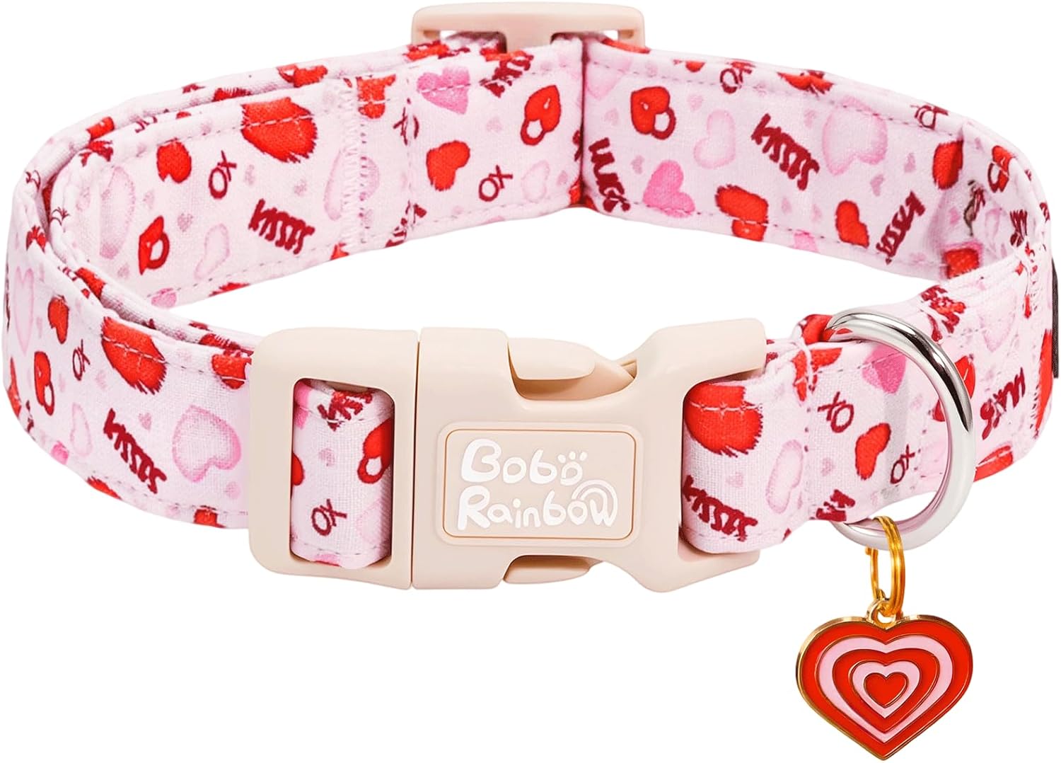 Amazon.com : Bobo Rainbow Dog Collars, Valentine's Pink Letter Heart ...