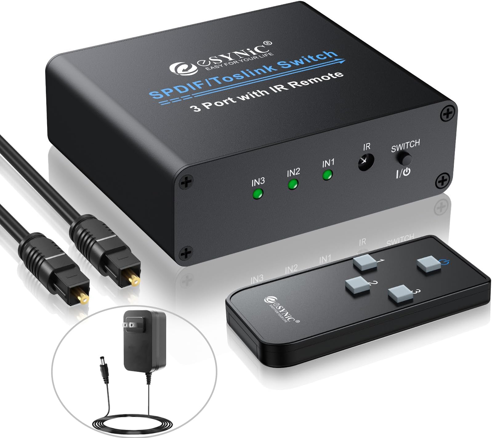 Amazon.com: PROZOR Digital Audio Switcher Splitter - 3 in 2 Out 3 Port ...