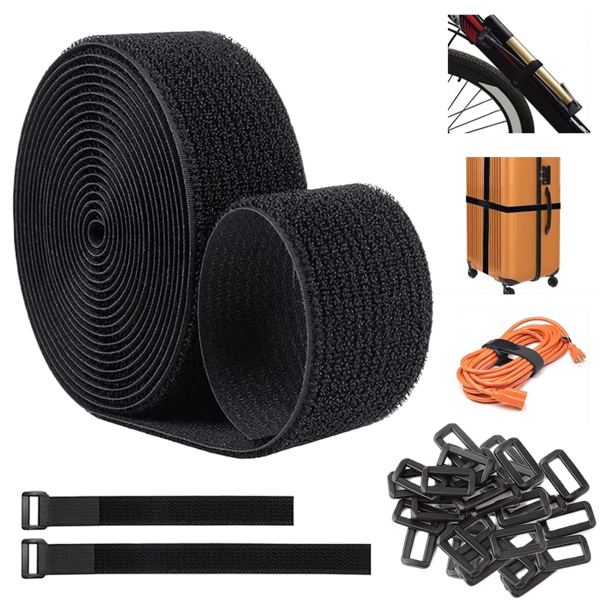 Amazon.com: 32ft 2 inch Wide Cable Straps with 30 Plastic Buckles ...