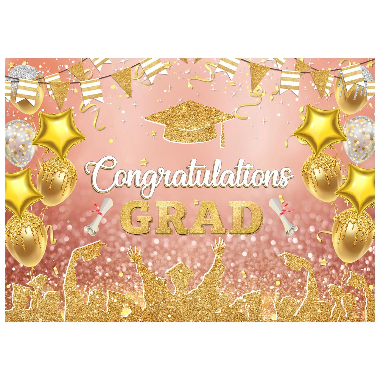 Amazon.com : XEYSM 7X5FT Pink Graduation Backdrop 2024 Graduation ...