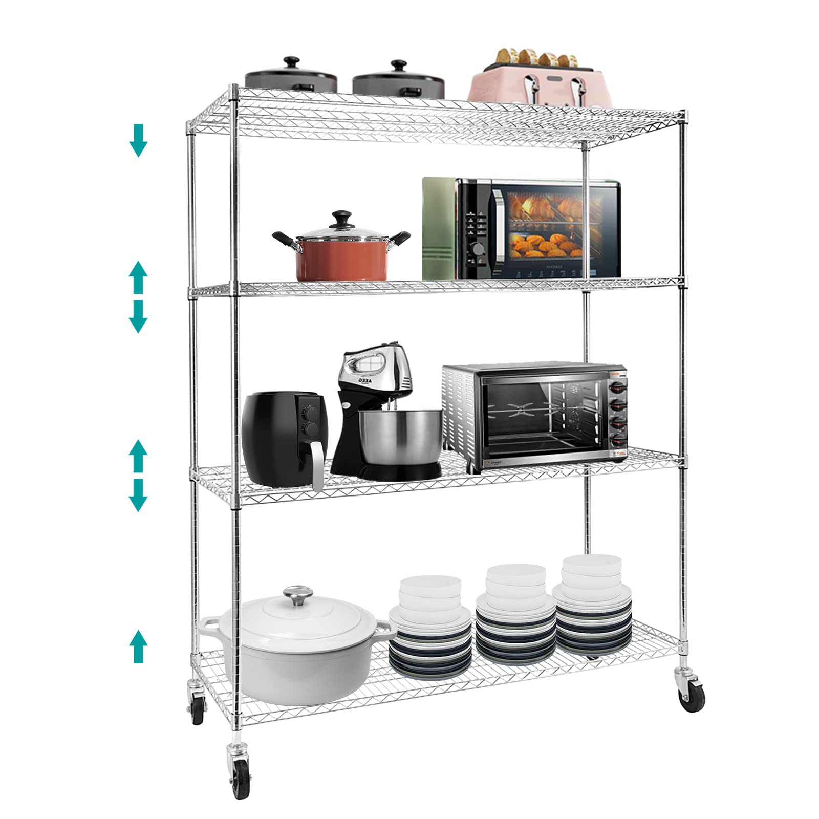Amazon.com: ANTSKU 4 Tier Wire Shelving Unit, Adjustable Metal Storage ...