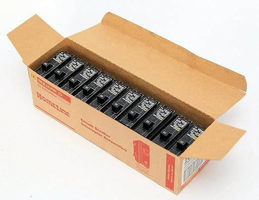 Box of 10 Square D HOM120 plug-on Circuit breakers 1 pole 20A 120-240V ...