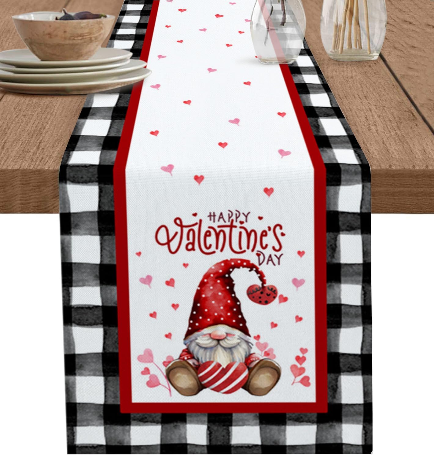 Amazon.com: Red Love Gnomes Table Runner 70 inch Long, Non-Slip Cotton ...