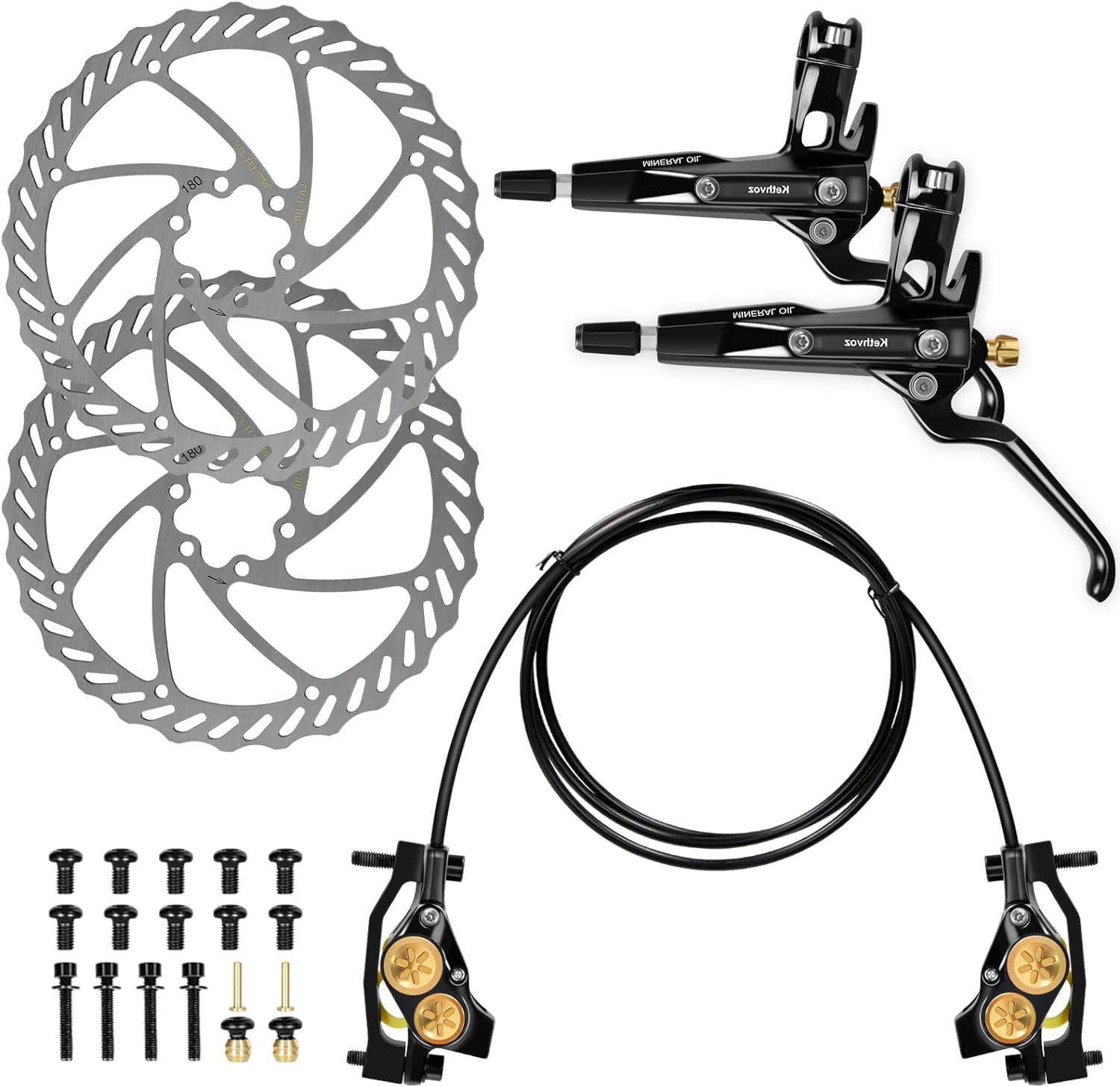 Amazon.com : Hydraulic Bike Brakes Set 4 Pistons for MTB Bike Disc ...