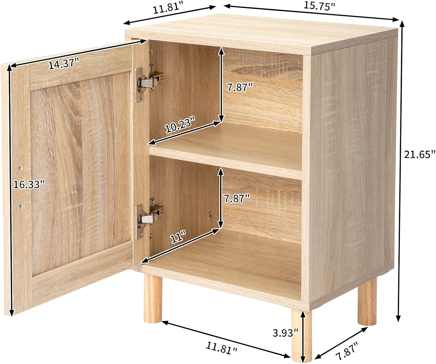 Rattan Single Door Bedside Table – End Table – Wooden Night Stand ...