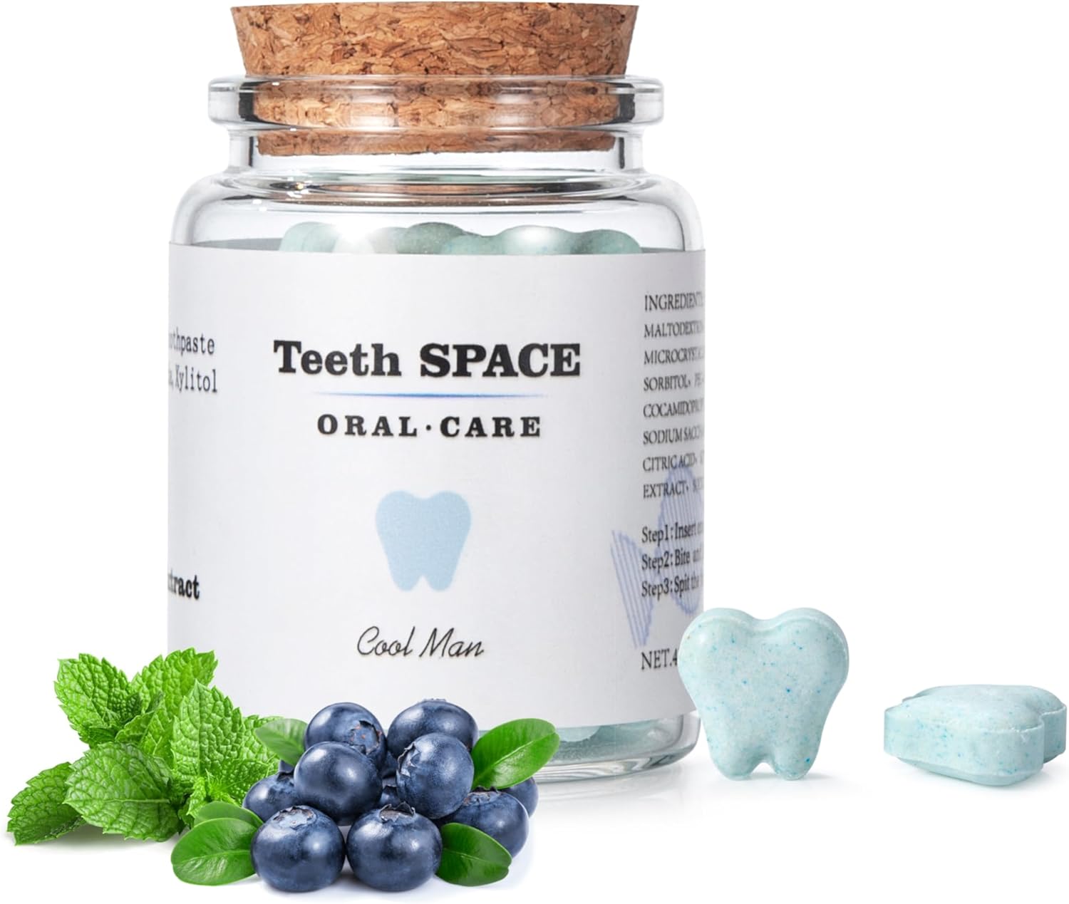 Amazon.com : TeethSPACE Blueberry Toothpaste Tablets, 65 Mega Size ...