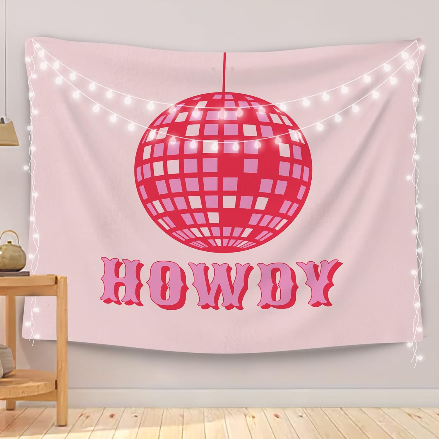 Amazon.com: OGILRE Boho Pink Preppy Howdy Disco Ball Home Girls Bedroom ...