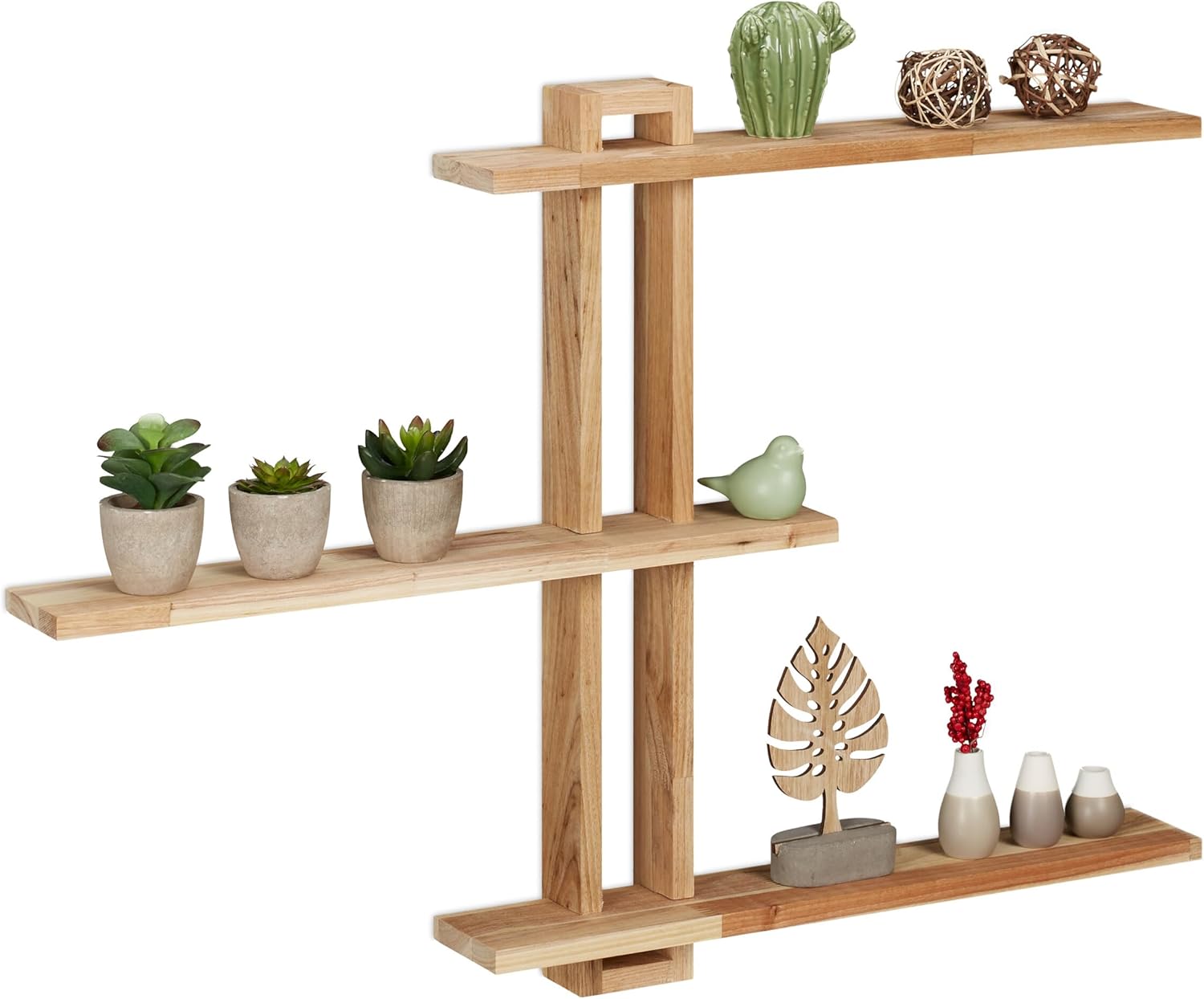Amazon.com: Relaxdays Wall Shelf, Walnut Wood, H x W x D: 56 x 80 x 9 ...