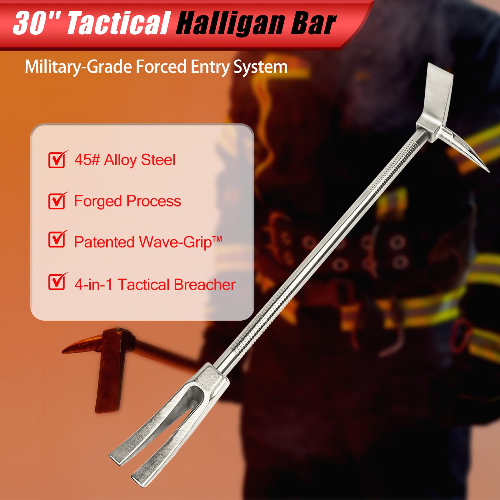 Firefighter Swipe Tool COUNCIL TOOL TAC Halligan Bar - 30 Halligan Bar ...
