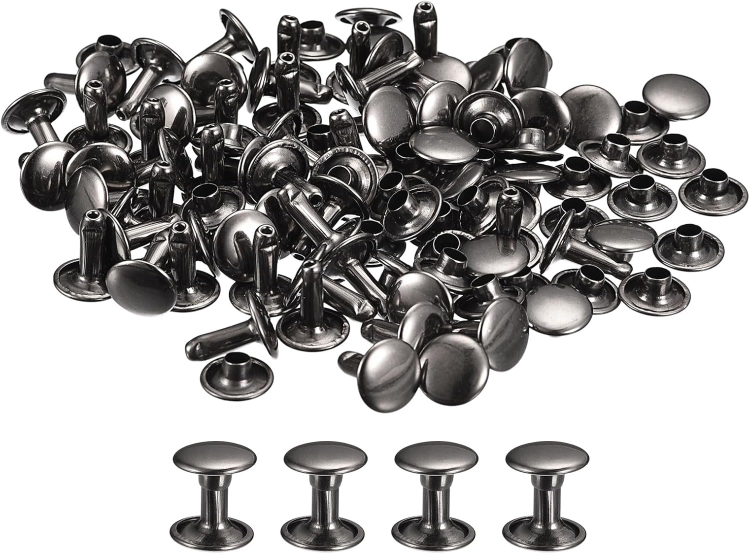 Amazon.com: uxcell 100 Sets Leather Rivets, 10x10mm Double Cap Rivets ...
