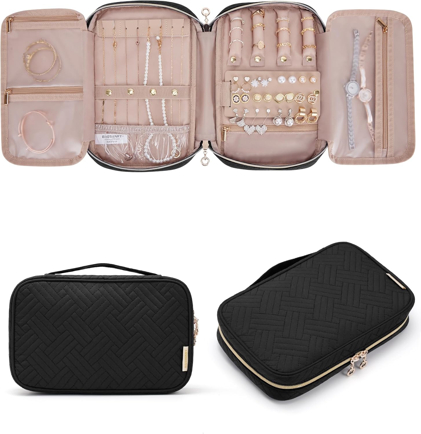 Amazon.com: BAGSMART Jewelry Organizer Bag Travel Jewelry Storage Cases ...