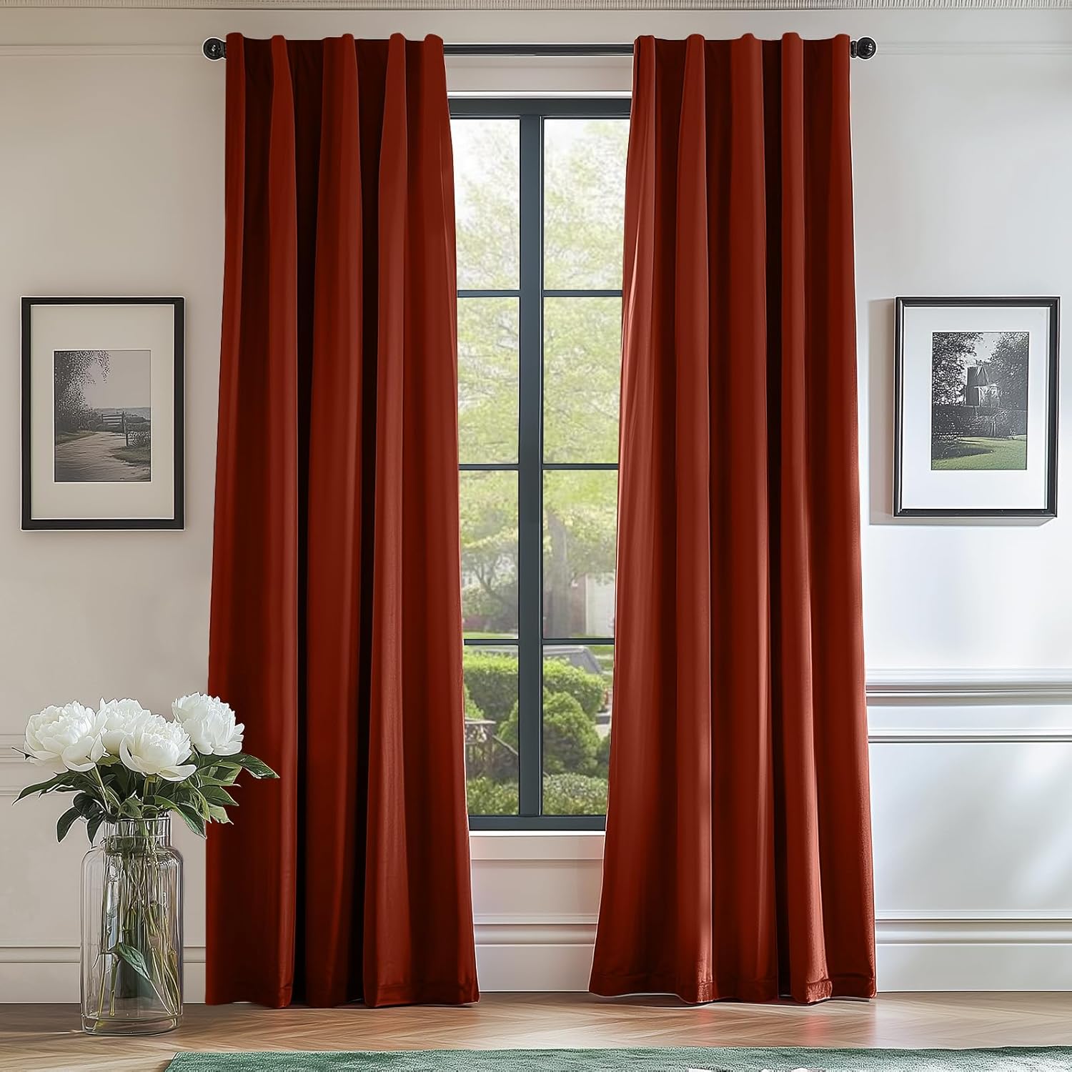 Amazon.com: Lazzzy Rust Red Velvet Curtains Blackout Thermal Insulated ...