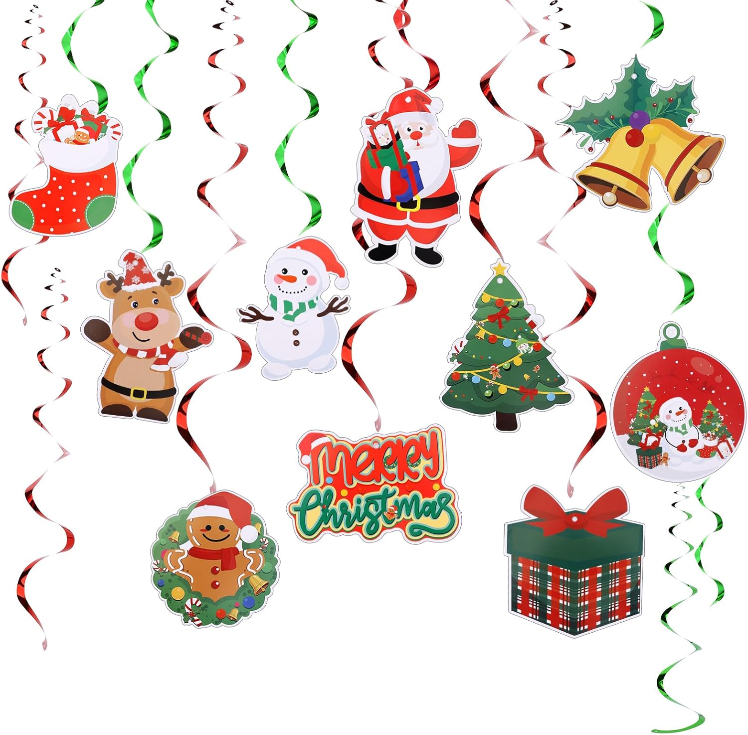 30pcs Christmas Hanging Swirl Decorations, Foil Swirl Decorations ...