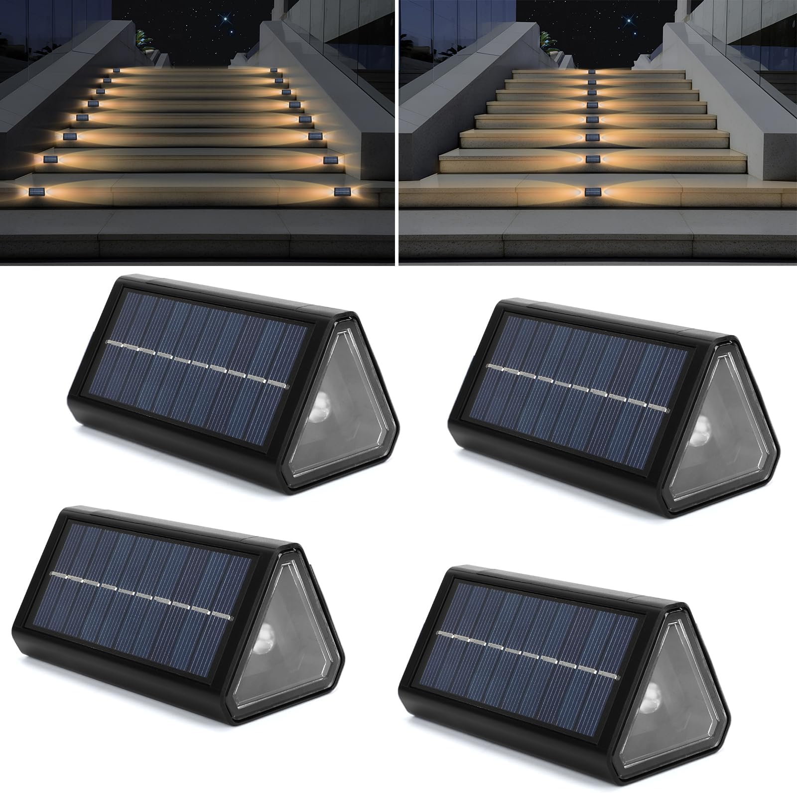 LED Solar Step Lights Waterproof Outdoor Stair Lights, Solar Deck ...