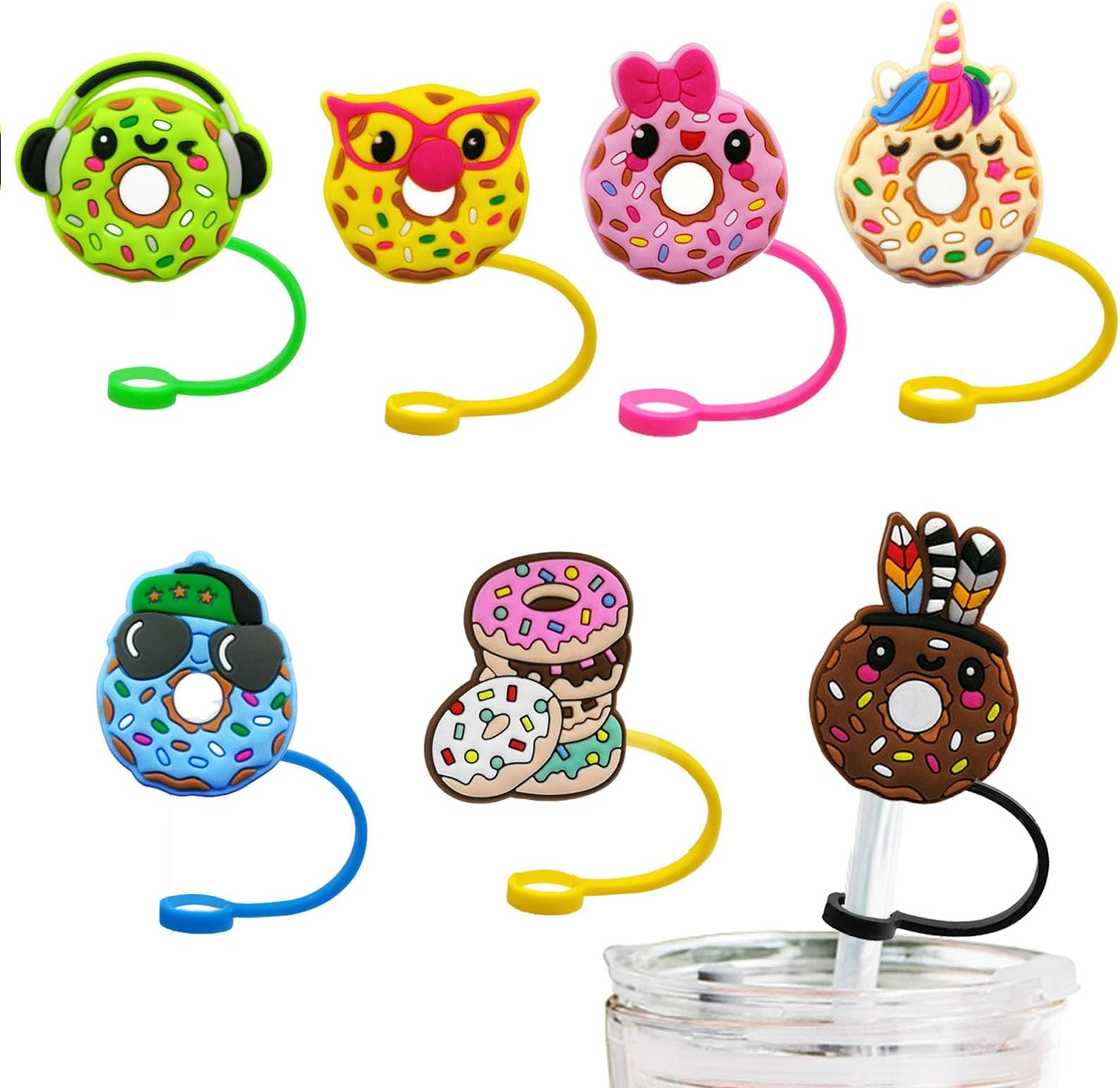 Amazon.com: Back to School Straw Covers Cap, 24 Pcs Teacher Straw ...