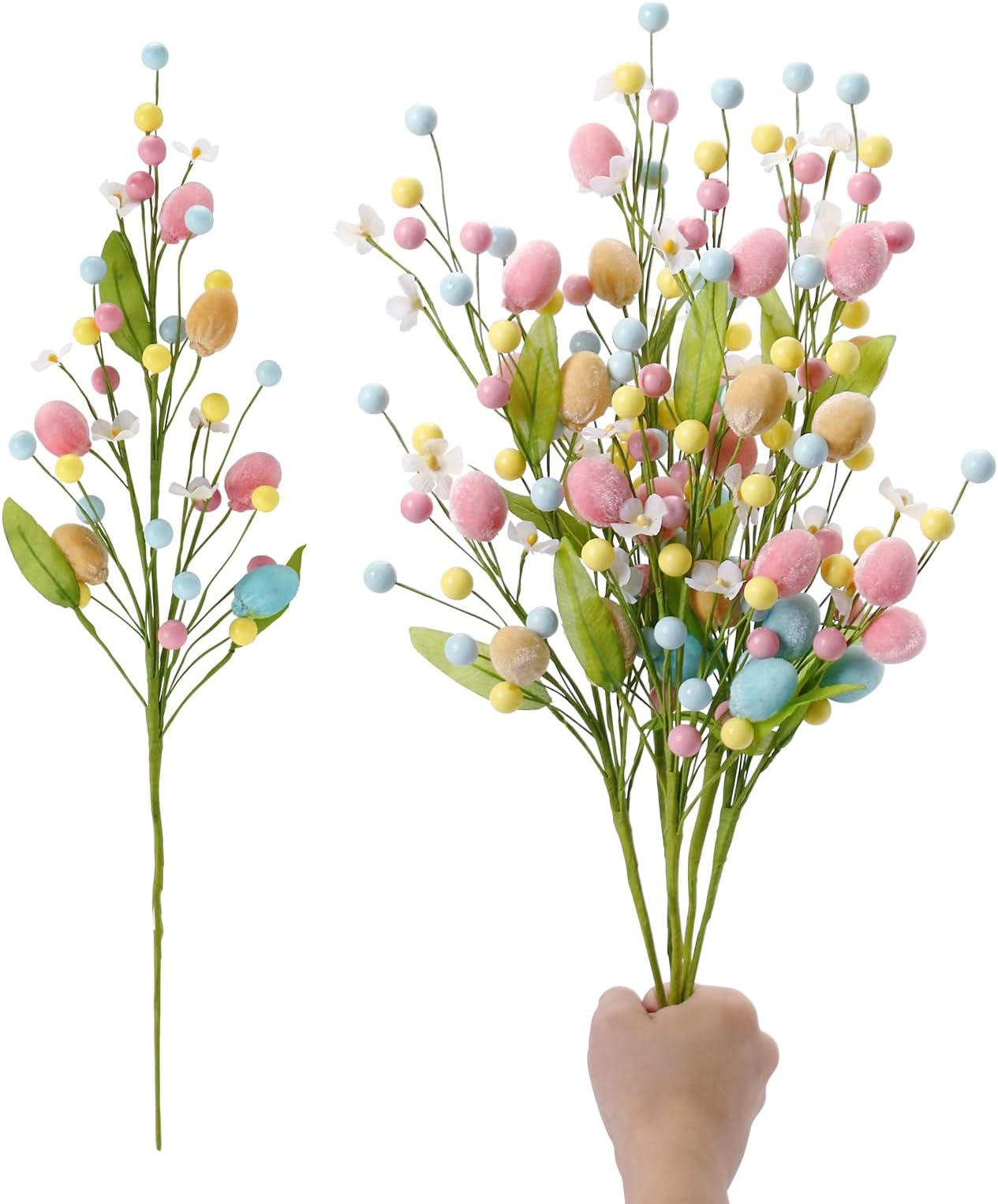Amazon.com: YBB 8Pcs Easter Floral Egg Picks, 12.2in Artificial Easter ...