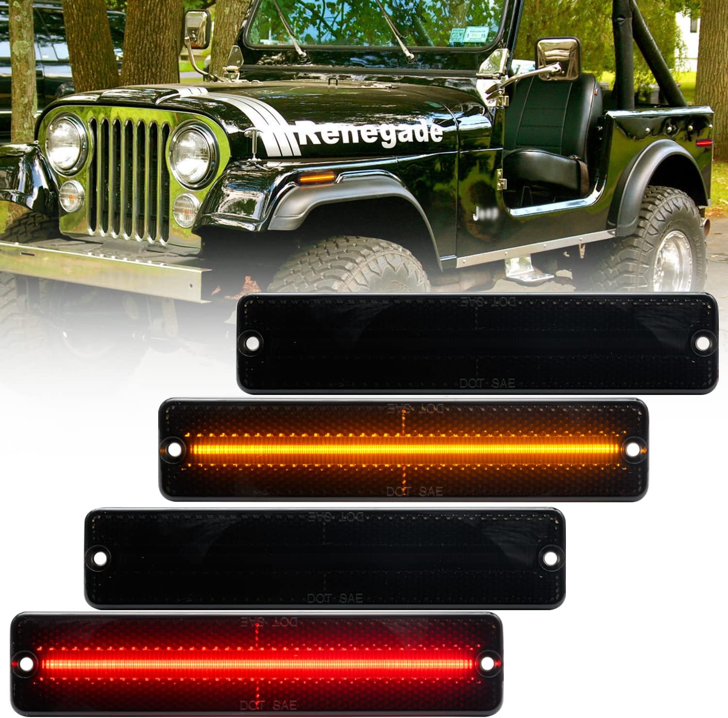 Amazon.com: Led Side Marker Lights Replacement for 1972-1986 J'eep CJ5 ...
