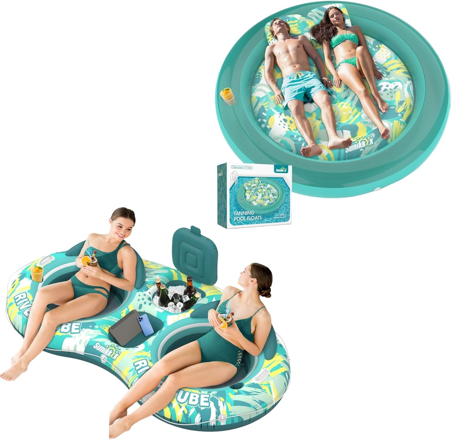 Amazon.com: Sunikko X Large Circle Tanning Pool Floats Adult & 5-in-1 ...