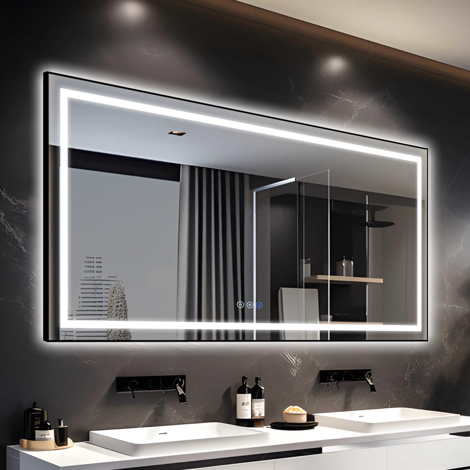 Tatub 60"x36" LED Bathroom Mirror with Lights, Smart Lighted Bathroom ...