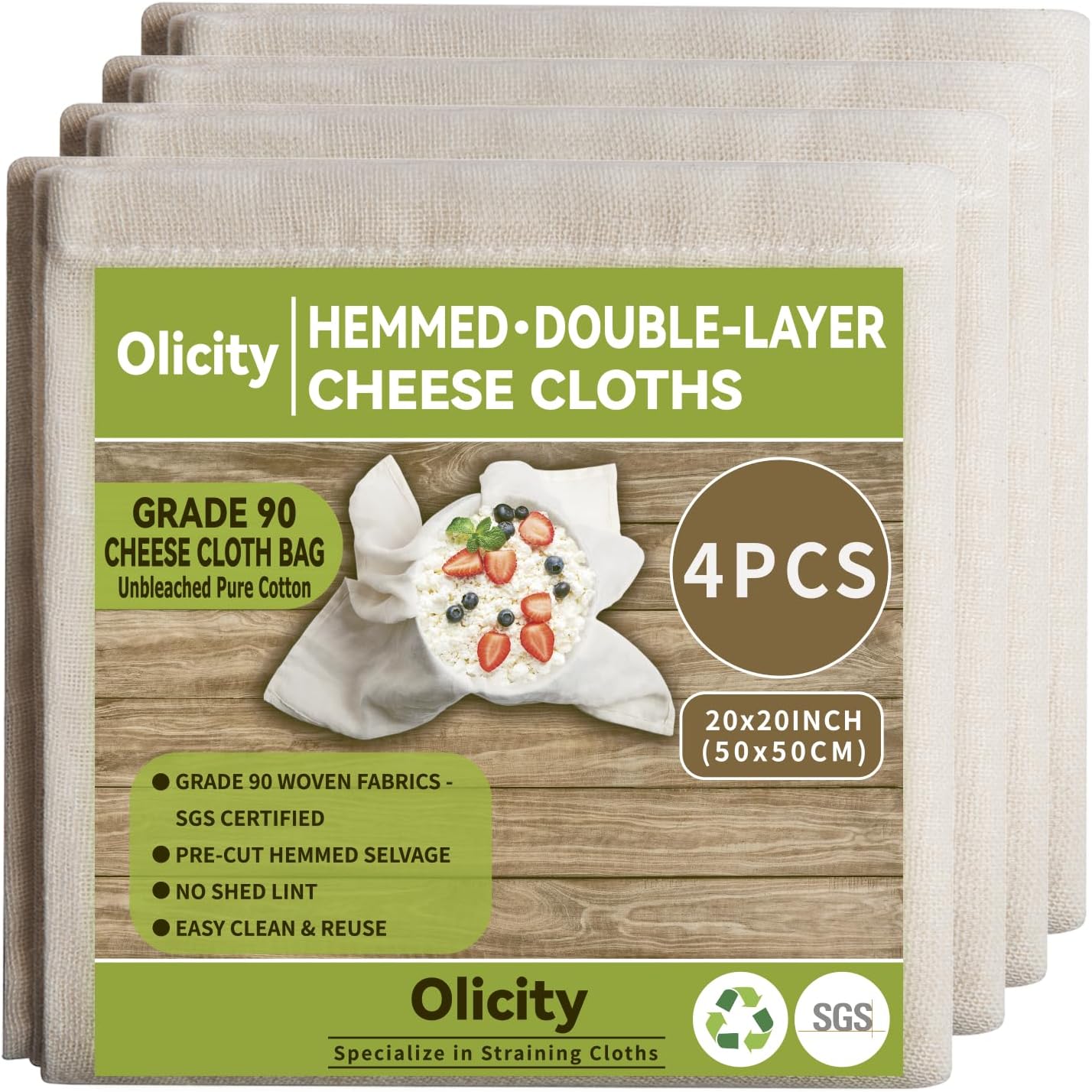 Amazon.com: Olicity Cheese Cloths, 4PCS, Double-Layer, 20x20Inch ...