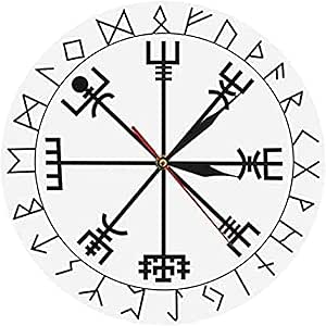 Amazon.com: Wall Clock Viking Pagan Asatru Runic Compass Wall Clock ...