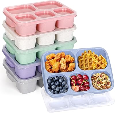 Amazon.com: Bento Box Adult Lunch Box - 4 Pack, 5 - Compartment Meal Prep Container for Kids ...