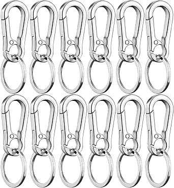 12 Pcs Metal Carabiner Clip Keyring Keychain, Lobster Clasps Key Chain ...
