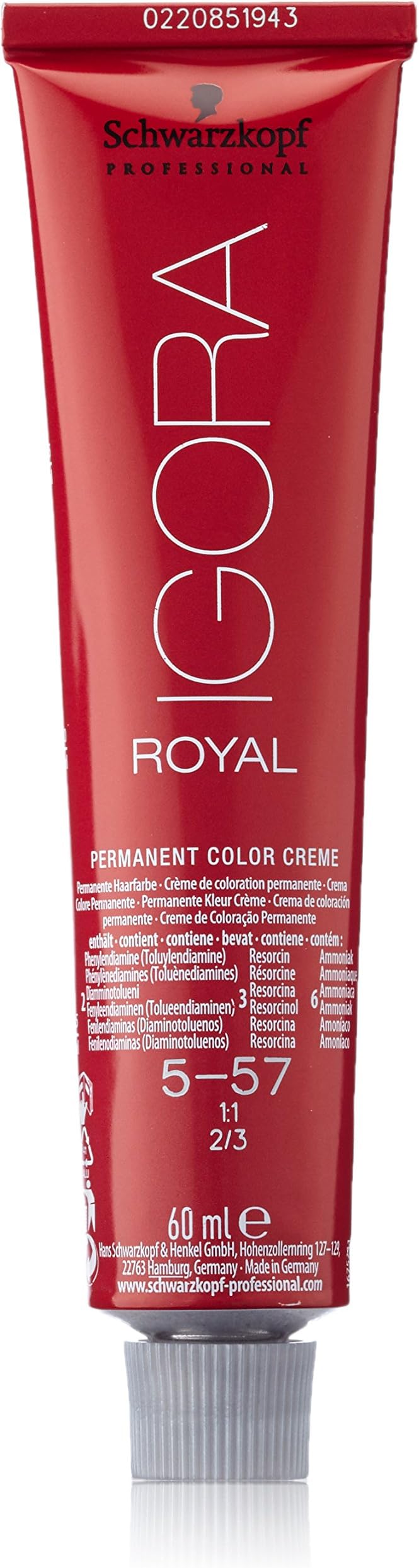Amazon.com : Schwarzkopf IGORA ROYAL 5-57 Light Brown Gold Copper 60ml ...