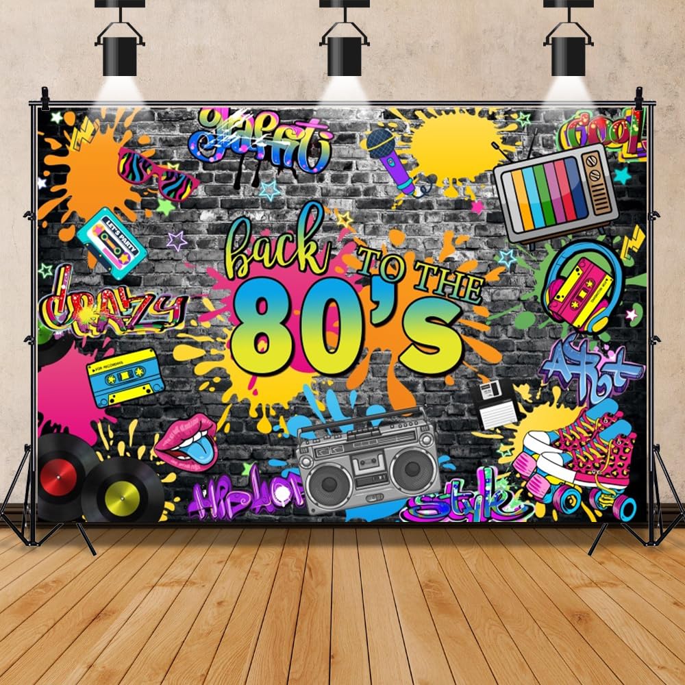 Amazon.com : Leowefowa 10x8ft Vinyl Vintage 80s Backdrop for Parties ...