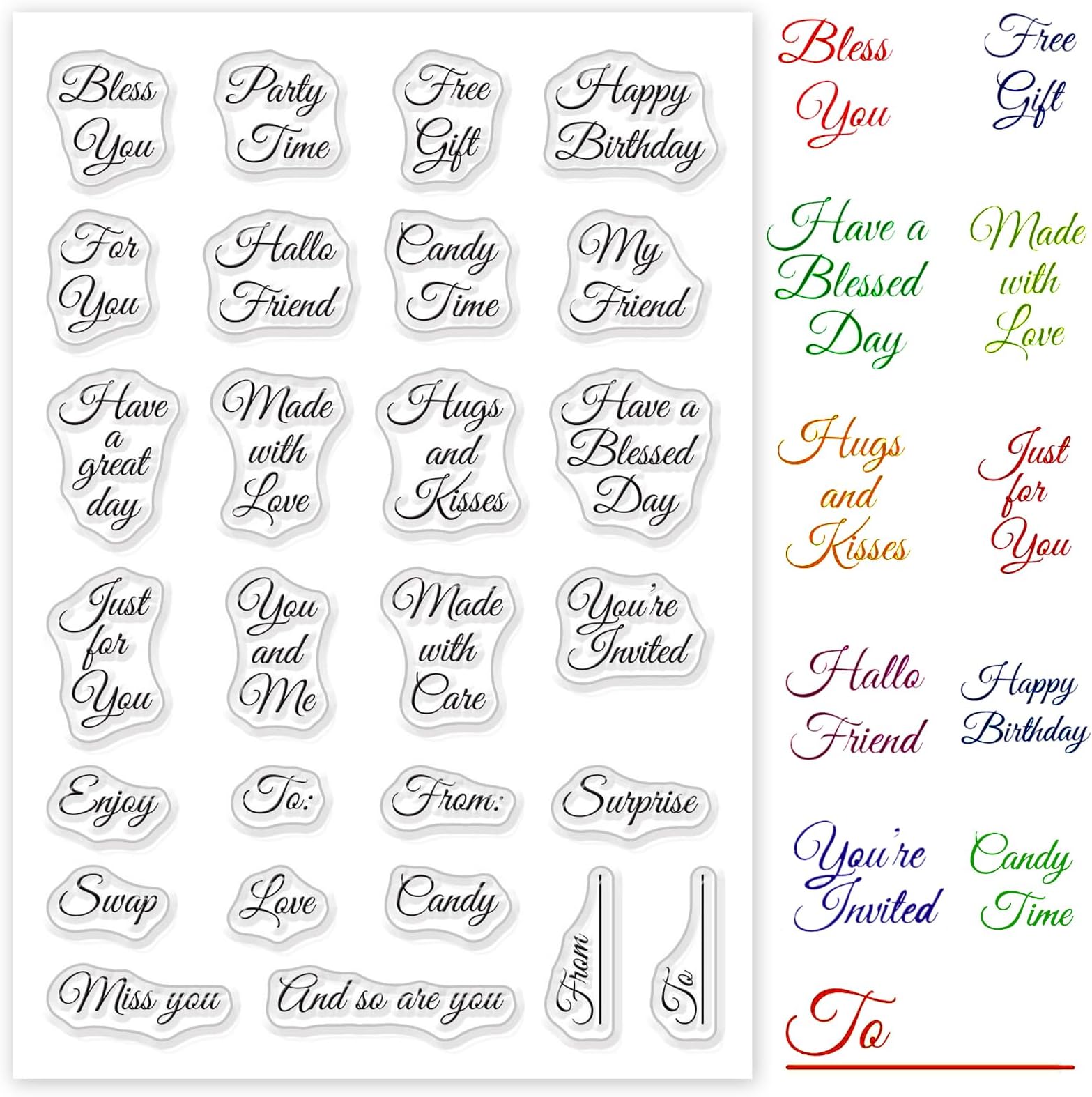 Amazon.com: Kwan Crafts Words Letters Love Always Hello Clear Stamps ...