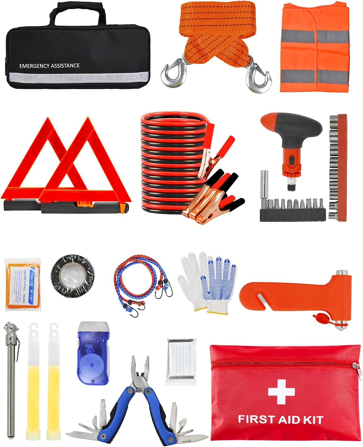 Amazon.com: STDY Car Roadside Emergency Kit, Auto Vehicle Truck Safety ...