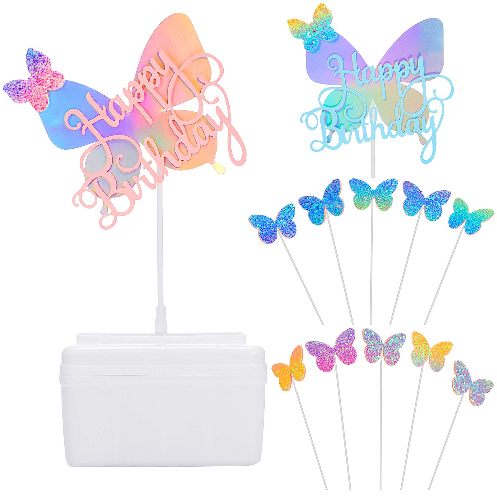 Money Cake Dispenser Box Set Happy Birthday Cake Toppers Butterfly ...