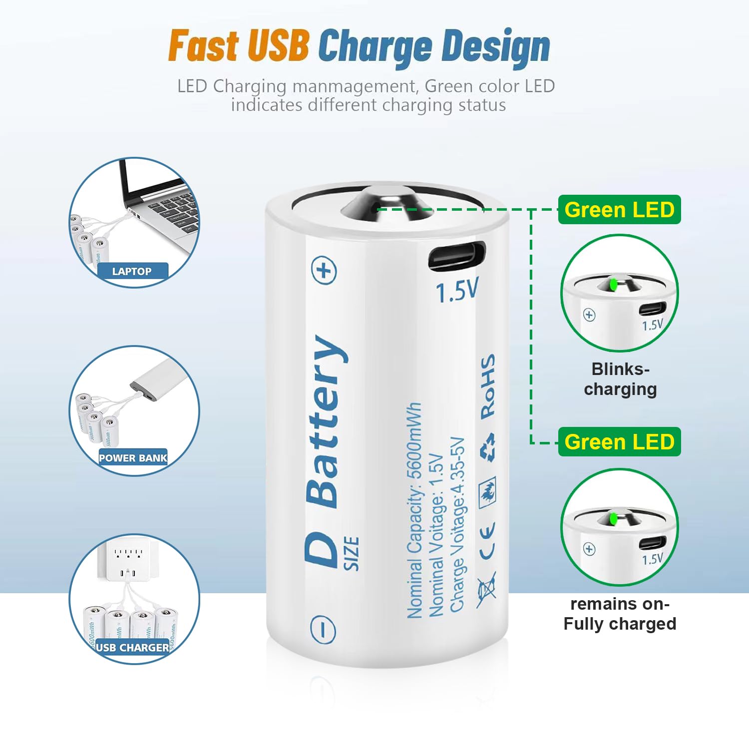 Steam Punk Clothing Women EBL Rechargeable D Batteries Lithium 4-Pack ...