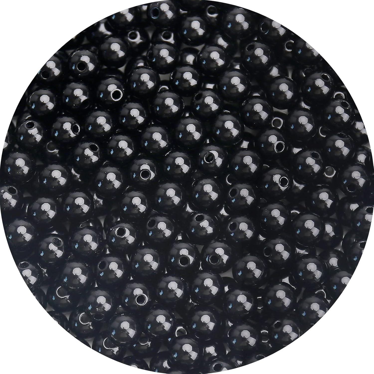 Amazon.com: 200PCs 10MM Smooth Black Acrylic Round Beads for Necklace ...