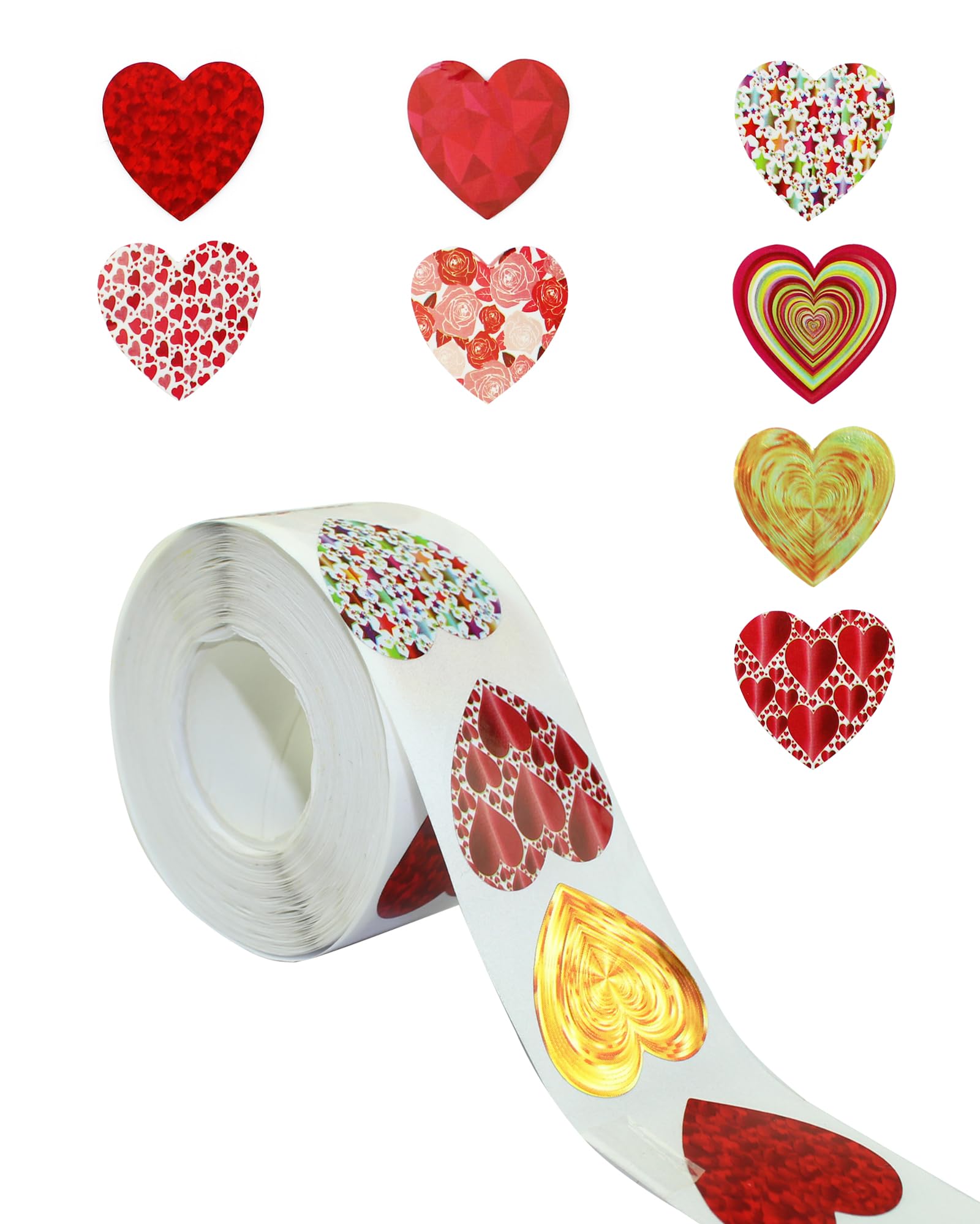 Amazon.com: Foil Heart Stickers Heart Decorative Labels Roll Self ...