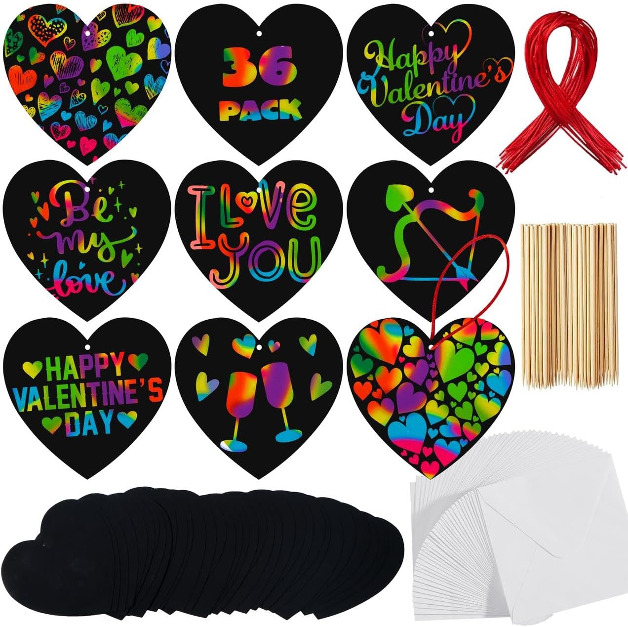 Amazon.com: JOYIN 24 Packs Valentines Day Cards with Scratch Heart ...