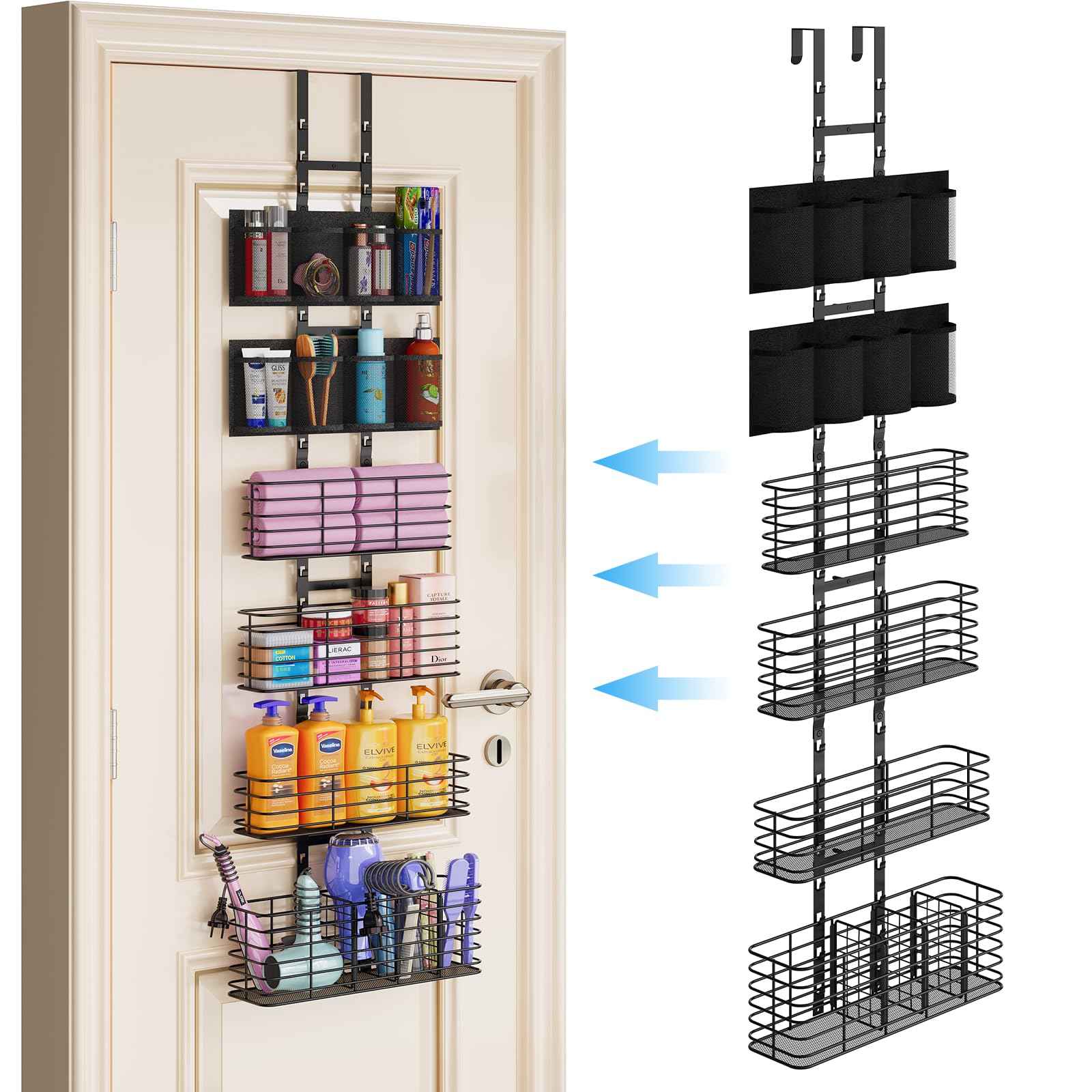 Amazon.com: Over the Door Organizer with Hair Tool Organizer, 6-Tier ...